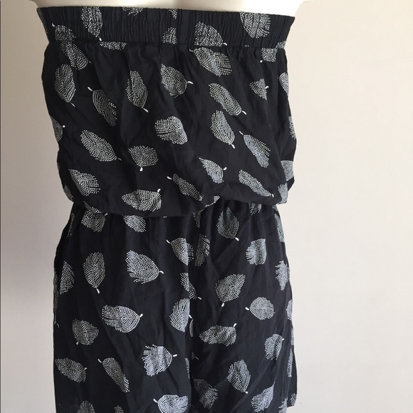 Dresses | Womens Romper Black Feather Print Nwt Strapless | Poshmark